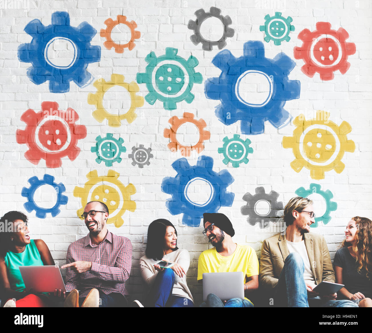 Cog Collaboration Digital Technology Concept Stock Photo - Alamy