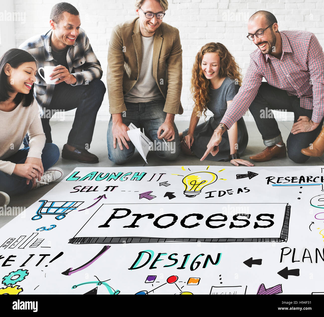 Process Research Sketch Planning Design Graphic Concept Stock Photo - Alamy