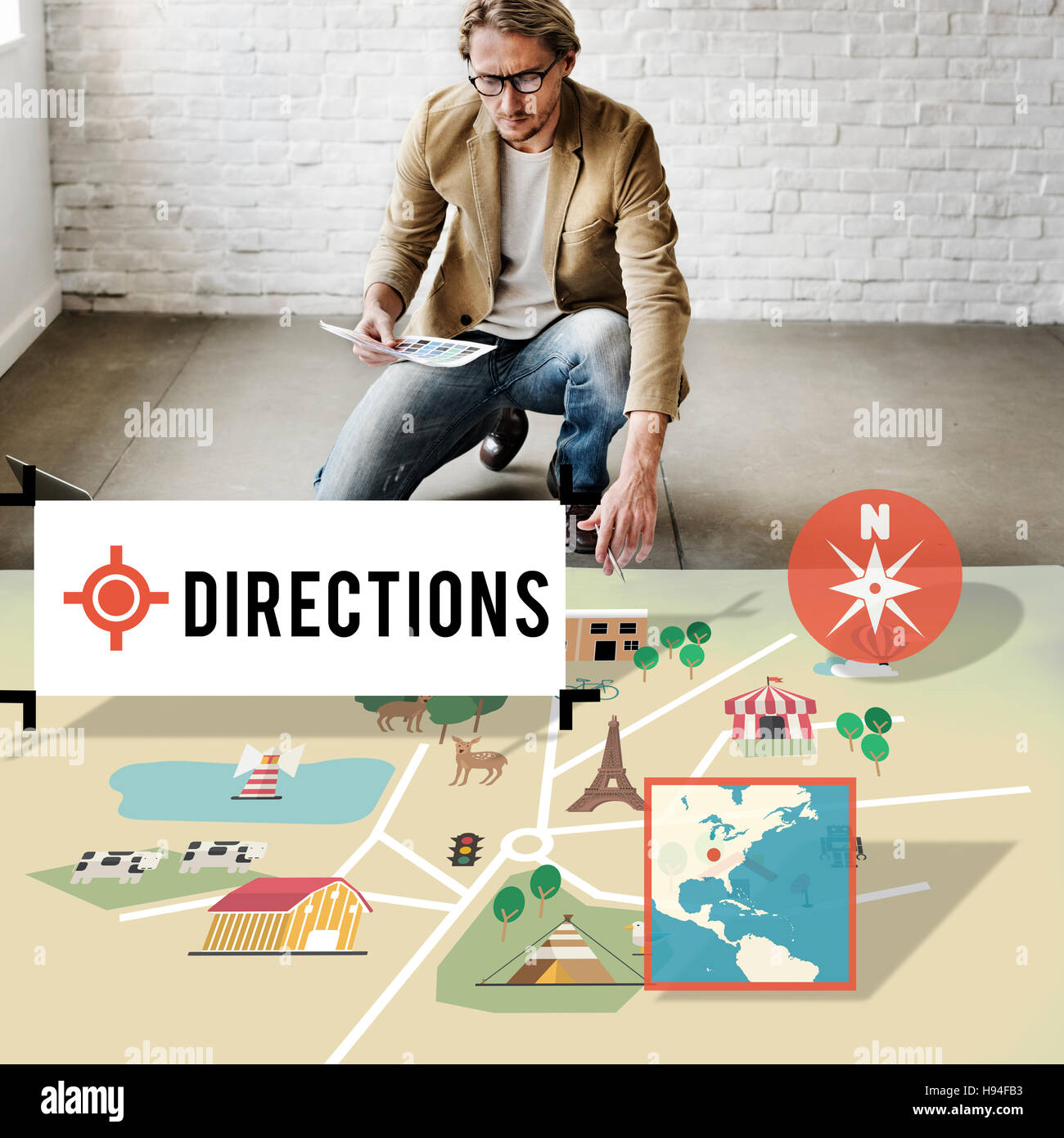 Direction Journey Location Magnetic Navigation Concept Stock Photo - Alamy