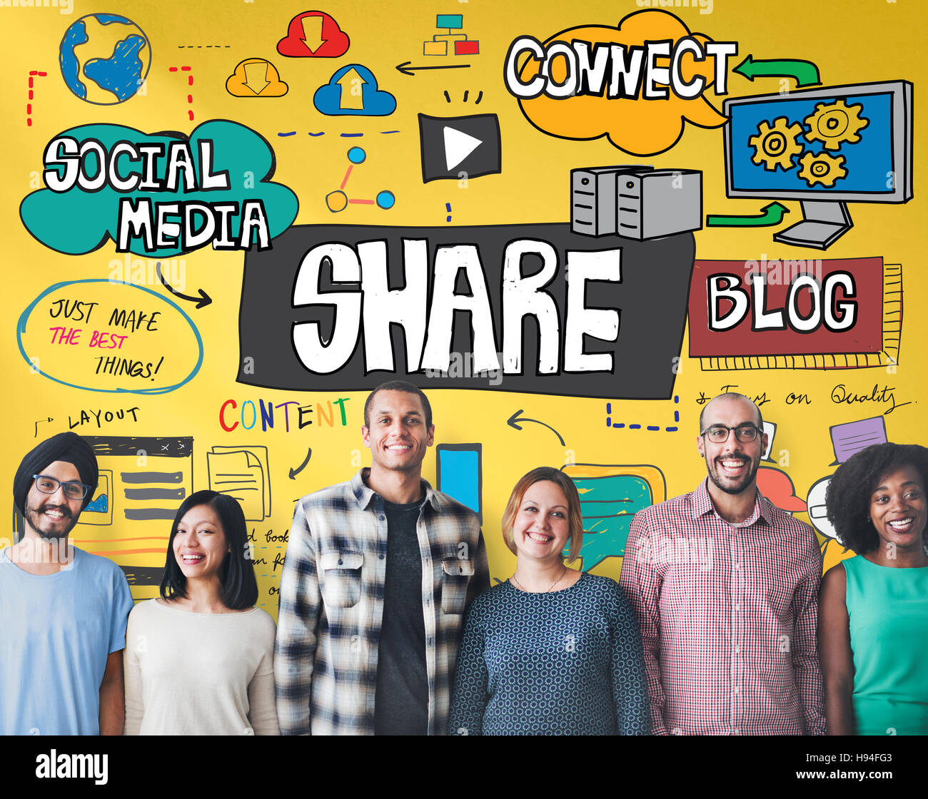 Share Sharing Communication Feedback Connect Concept Stock Photo - Alamy