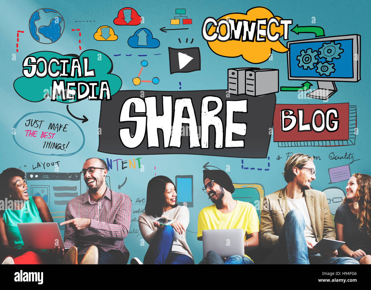 Share Sharing Communication Feedback Connect Concept Stock Photo - Alamy