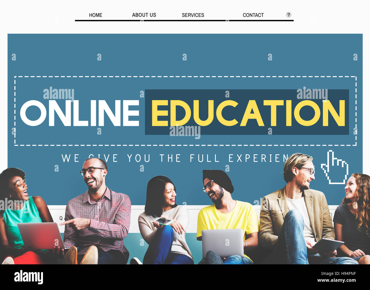 Online Education Homepage E-learning Technology Concept Stock Photo - Alamy