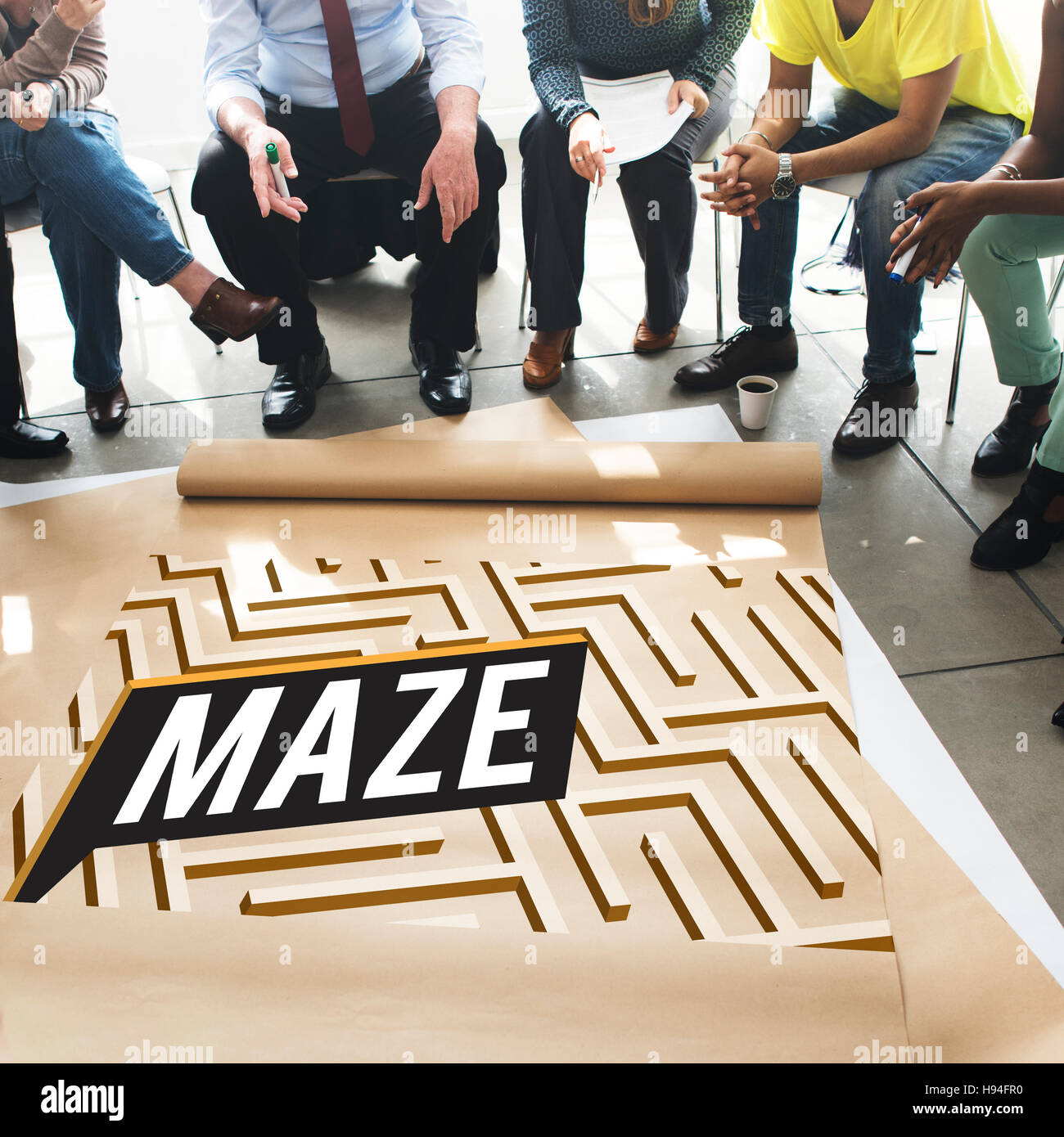 Maze Challenge Confusion Direction Exit Path Concept Stock Photo - Alamy