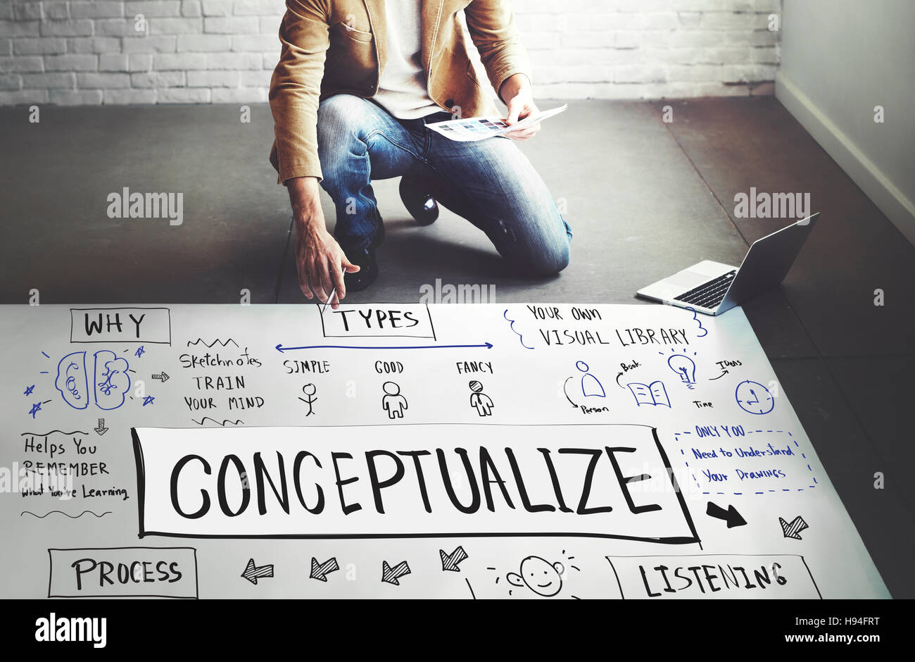 Sketching Visual Notes Design Handwriting Ideas Concept Stock Photo - Alamy