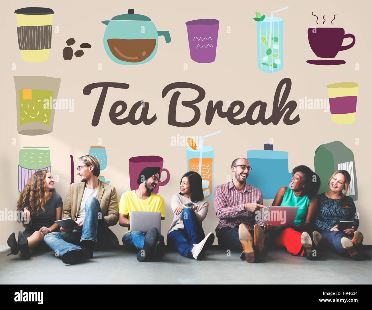 Tea Break Beverage Cafe Drink Relaxation Concept Stock Photo - Alamy