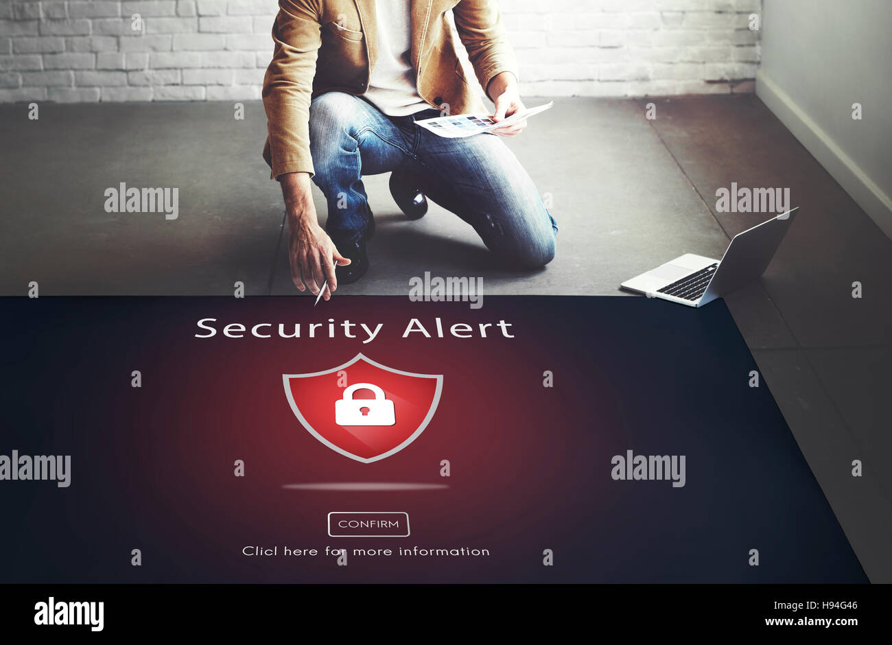 Warning Security Alert Warning Secured Website Concept Stock Photo - Alamy