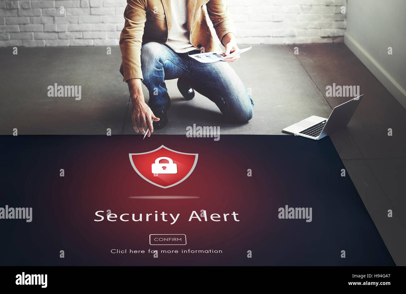 Warning Security Alert Warning Secured Website Concept Stock Photo - Alamy