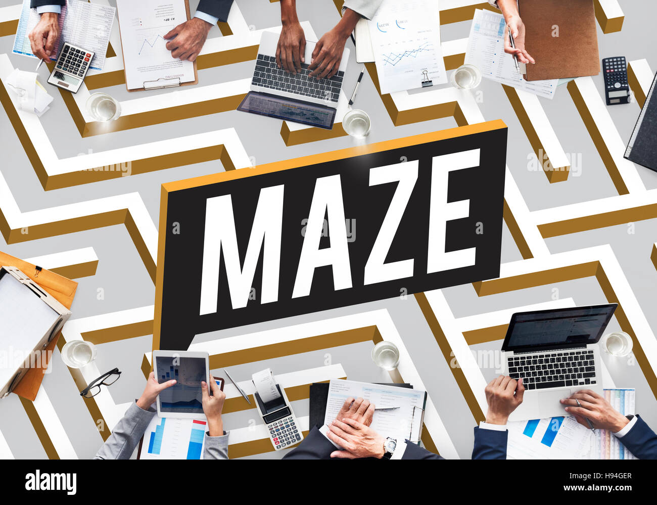 Maze Challenge Confusion Direction Exit Path Concept Stock Photo - Alamy