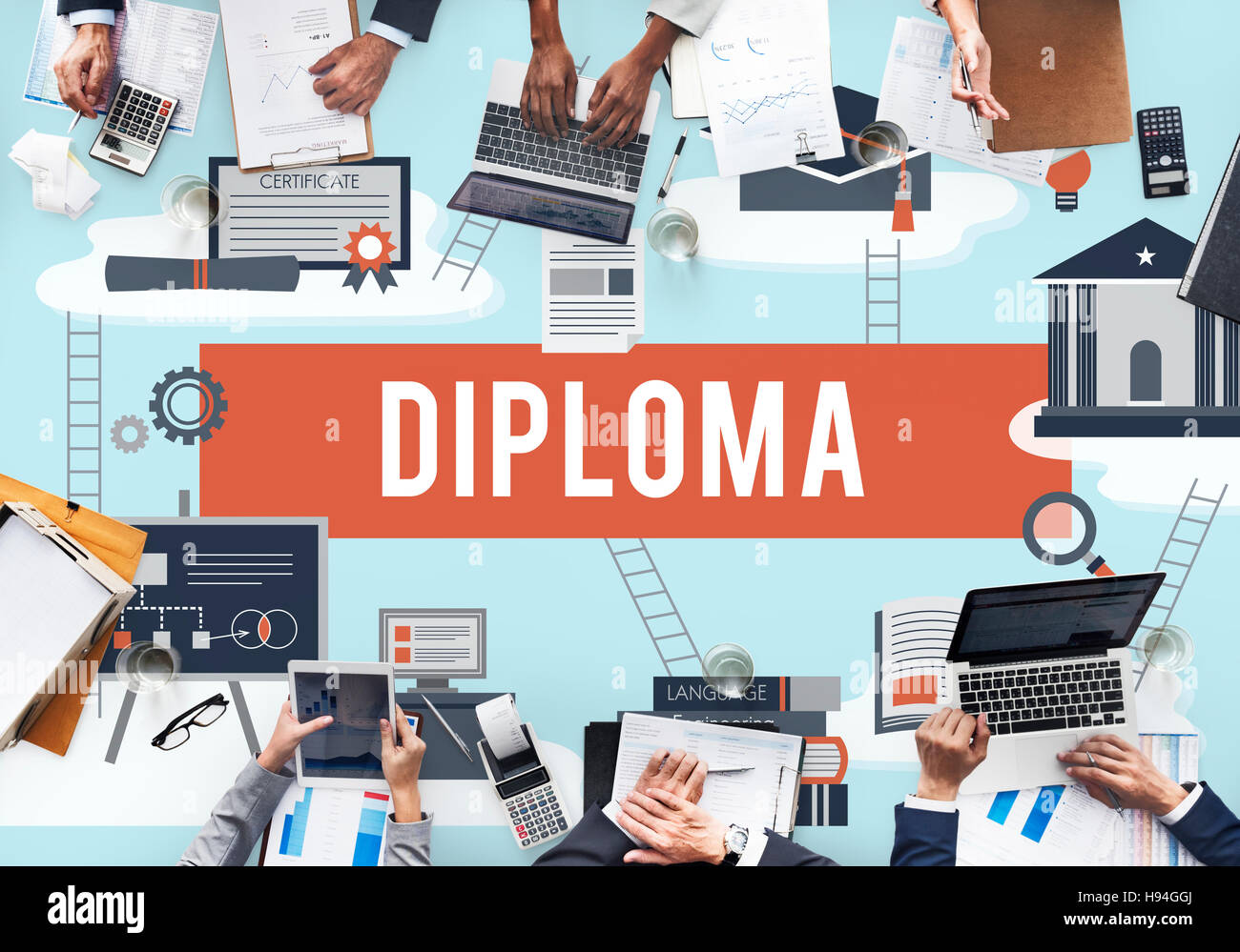 Diploma College Degree Certificate Intelligence Concept Stock Photo - Alamy
