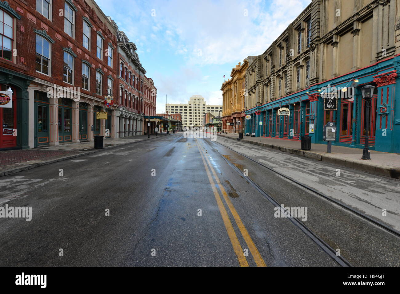 Buildings along The Strand at Galveston in Texas in November 2016 Stock ...