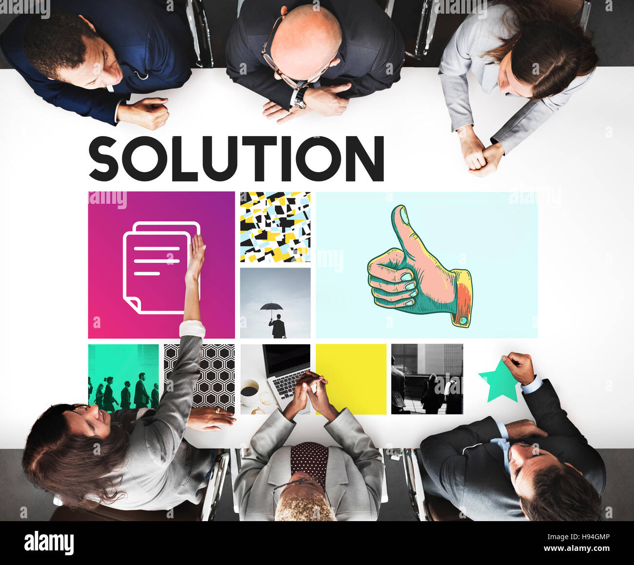 Marketing Achievement Branding Corporate Thumbs Up Concept Stock Photo ...