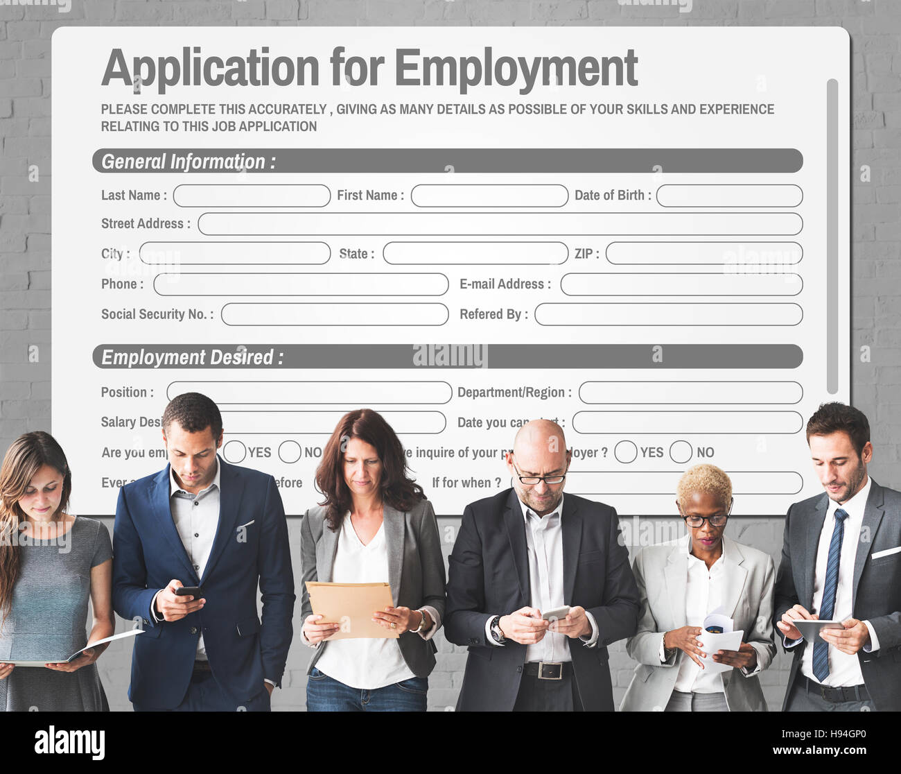 Application For Employment Form Job Concept Stock Photo - Alamy