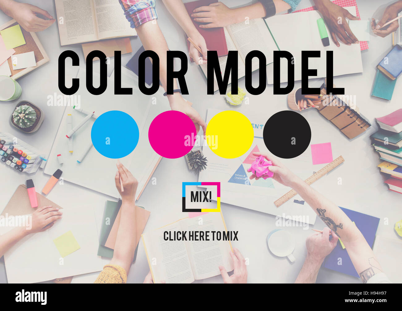 Color Printing Ink Color Model CMYK Concept Stock Photo - Alamy