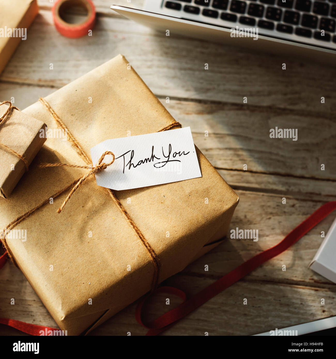 Present Gift Craft Twine Tag Concept Stock Photo - Alamy