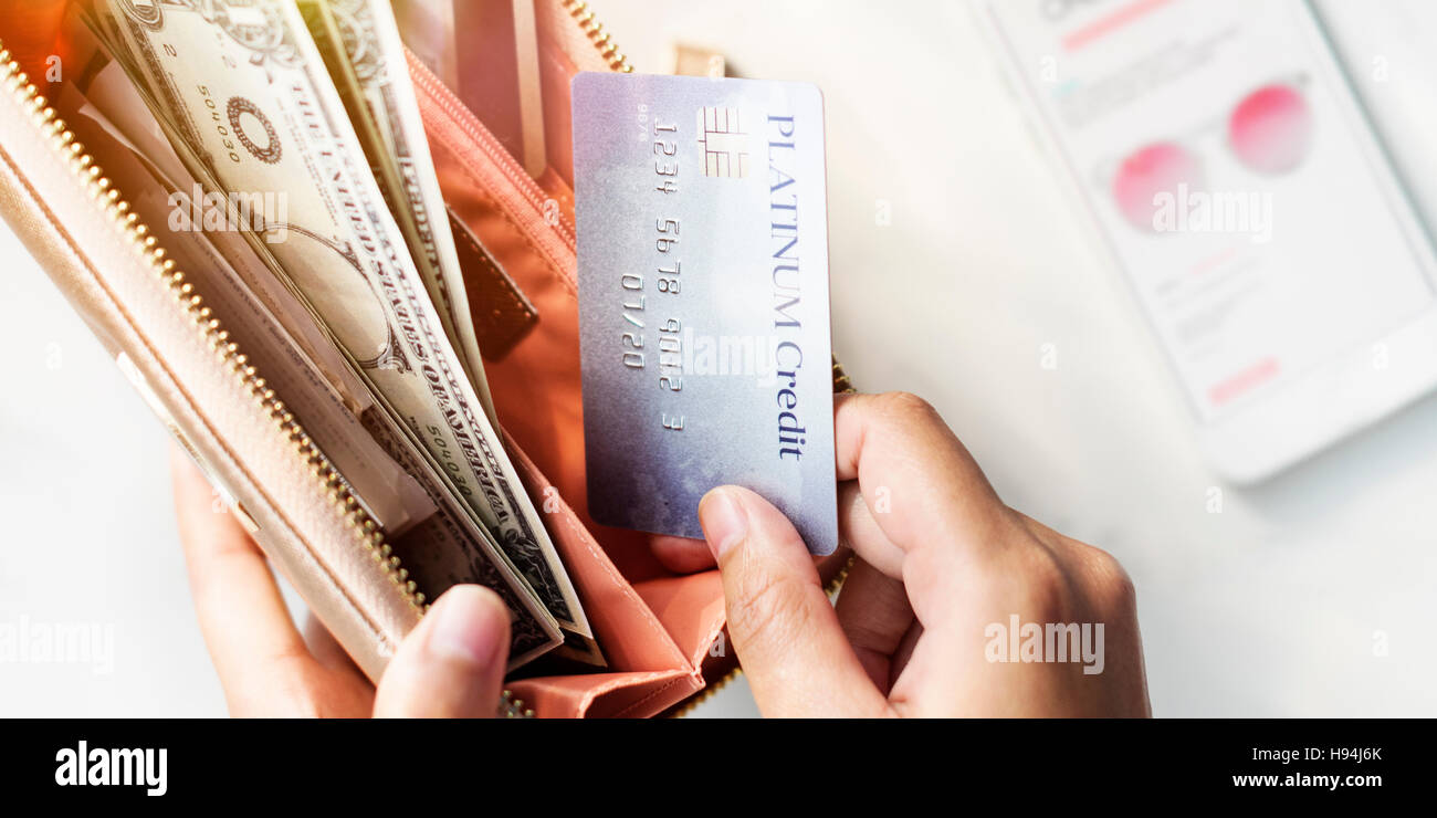 Wallet Hands Credit Card Mobile Concept Stock Photo - Alamy