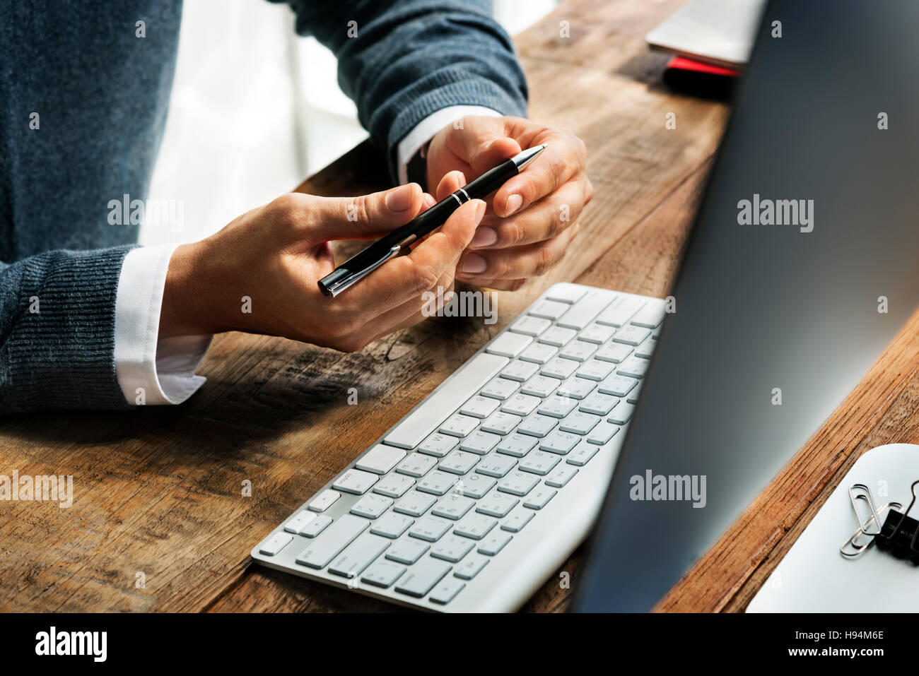 Hands Holding Pen Business Workplace Stock Photo - Alamy