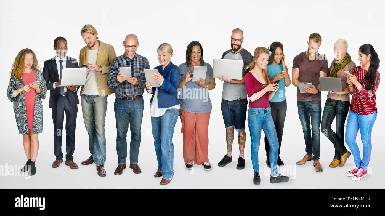 Diverse Group of People Community Togetherness Technology Concept Stock ...
