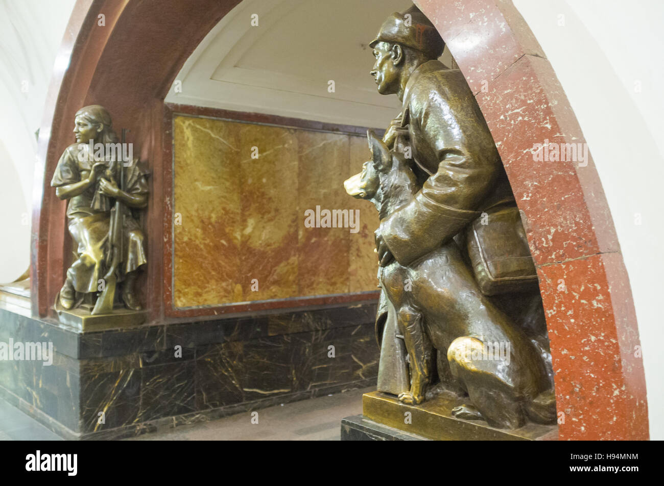 The bronze sculptures of Soviet people in hall of Revolution Square ...