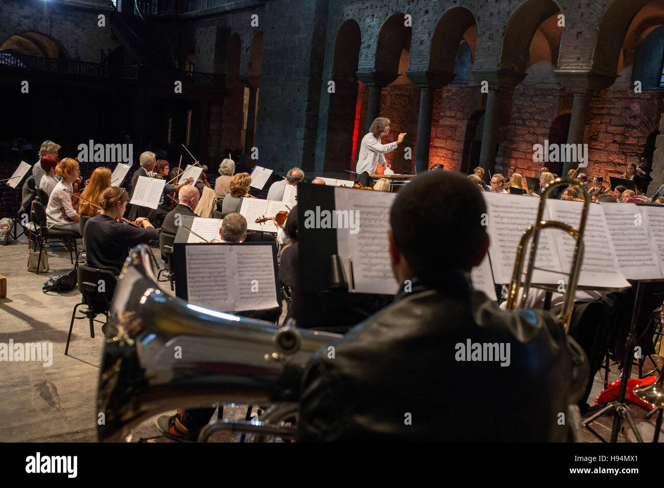 The Istanbul symphony orchestra performs in Hagia İrene church of ...