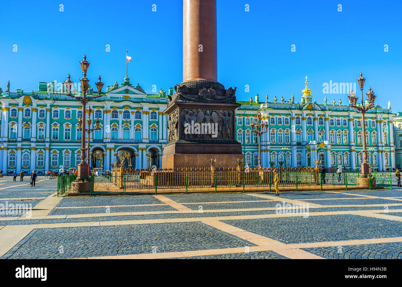 The pedestal of the Alexander Column decorated with bronze bas-reliefs ...