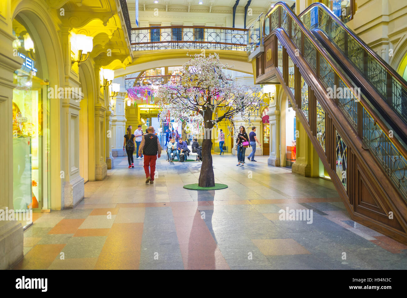 Interior of hall of GUM (State Department Store), decorated with the ...