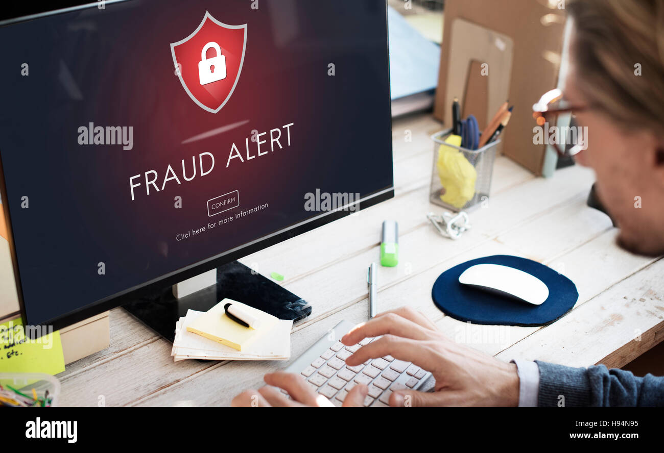 Fraud Alert Caution Defend Guard Notify Protect Concept Stock Photo - Alamy