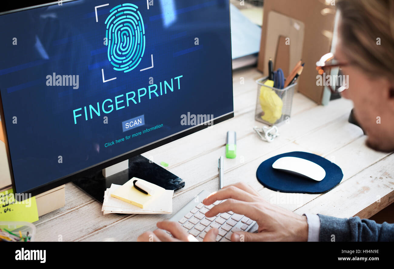 Fingerprint Technology Futuristic Coding Digital Concept Stock Photo ...