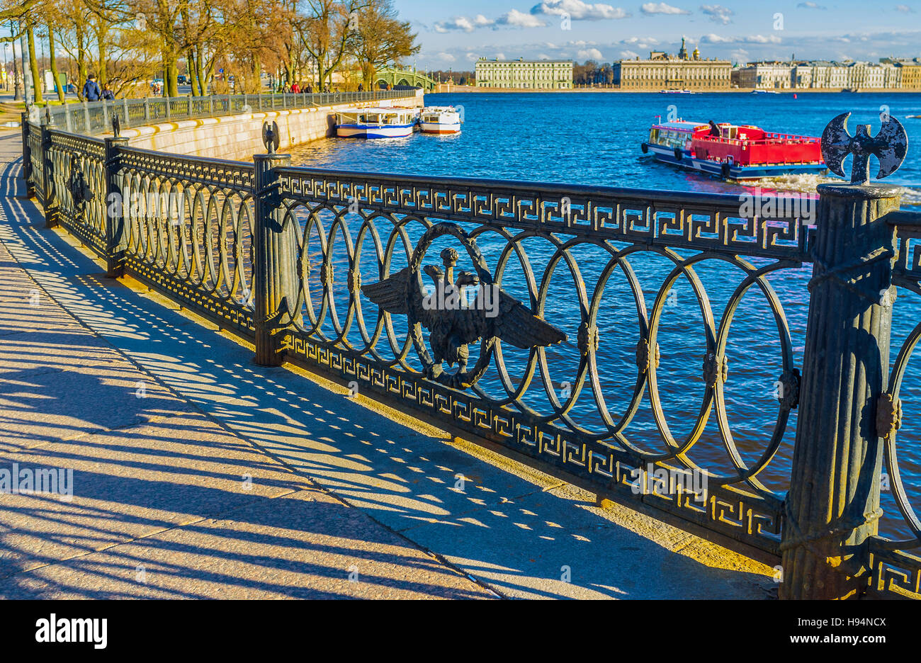 Beautiful metal railings decorated with double eagles and two double ...