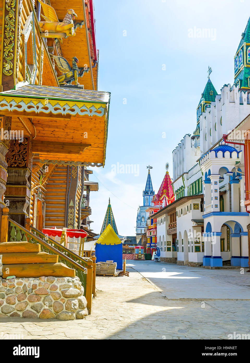 The colorful mansions, wooden carved palaces and churches, old-styled ...