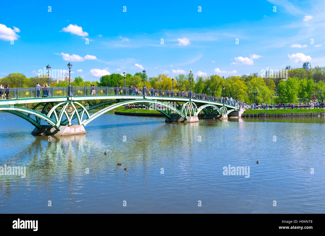 The East arch bridge leads to the Catherine's Island in Tsaritsyno Park ...
