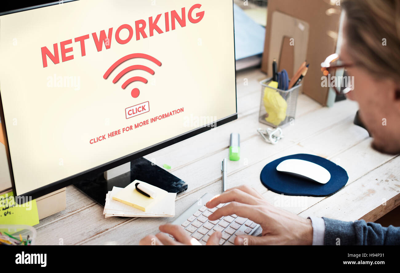 Networking Computer System Connection Internet Concept Stock Photo - Alamy