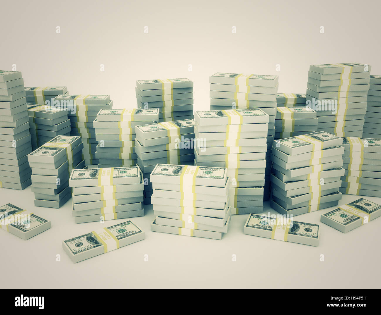 Large stack of money us currency retro image Stock Photo - Alamy