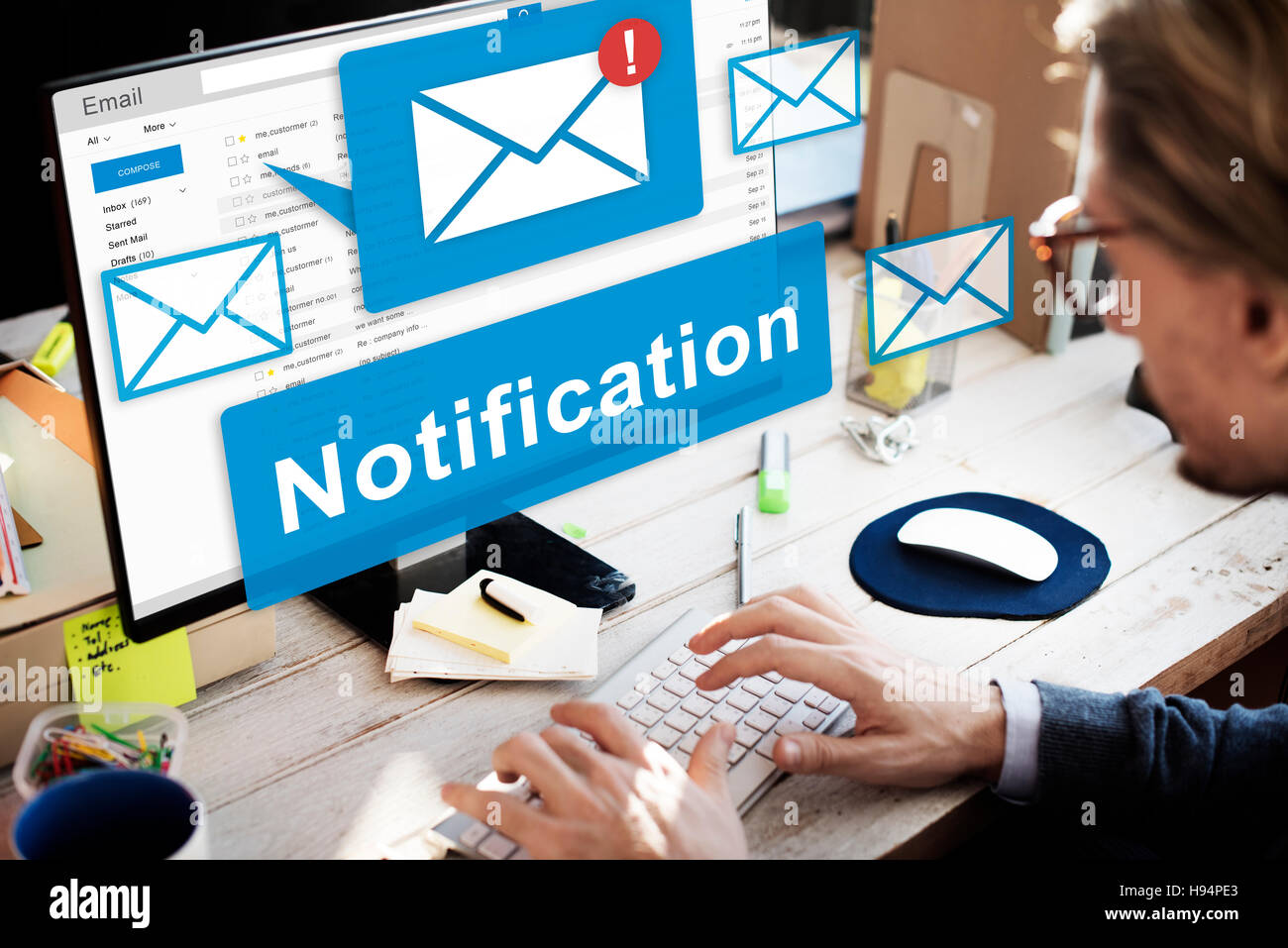 Notification Alert Digital Icon Internet Network Concept Stock Photo ...