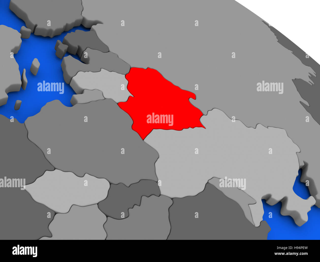 Map of Belarus highlighted in red on a globe. 3D illustration Stock ...