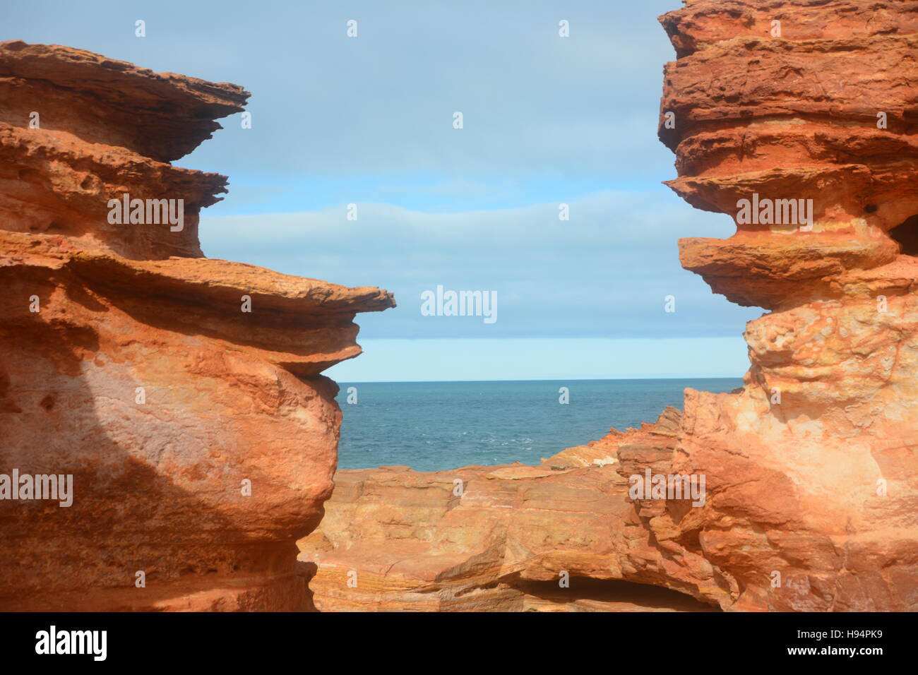 Looking through the rocks at the Indian ocean at Gantheaume point ...