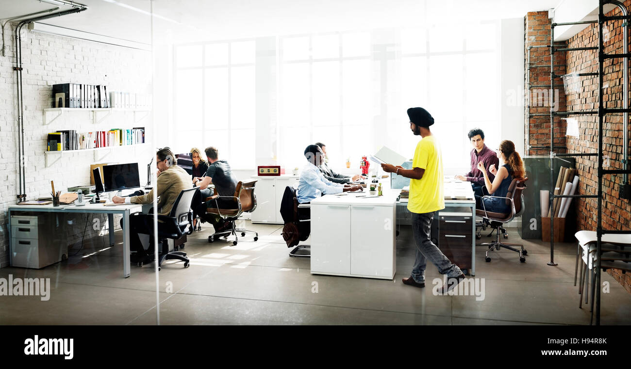 Business Team Busy Working Talking Concept Stock Photo - Alamy