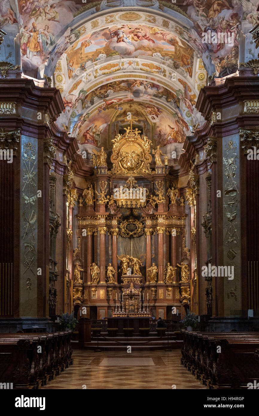 The High Altar in the church inside Melk Abbey - a Baroque Benedictine ...