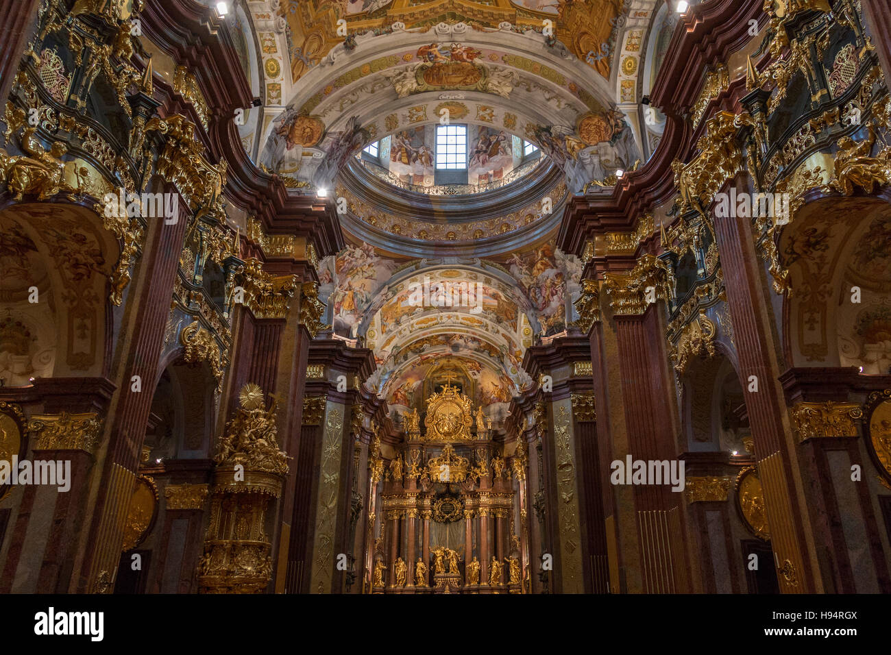 The High Altar in the church inside Melk Abbey - a Baroque Benedictine ...