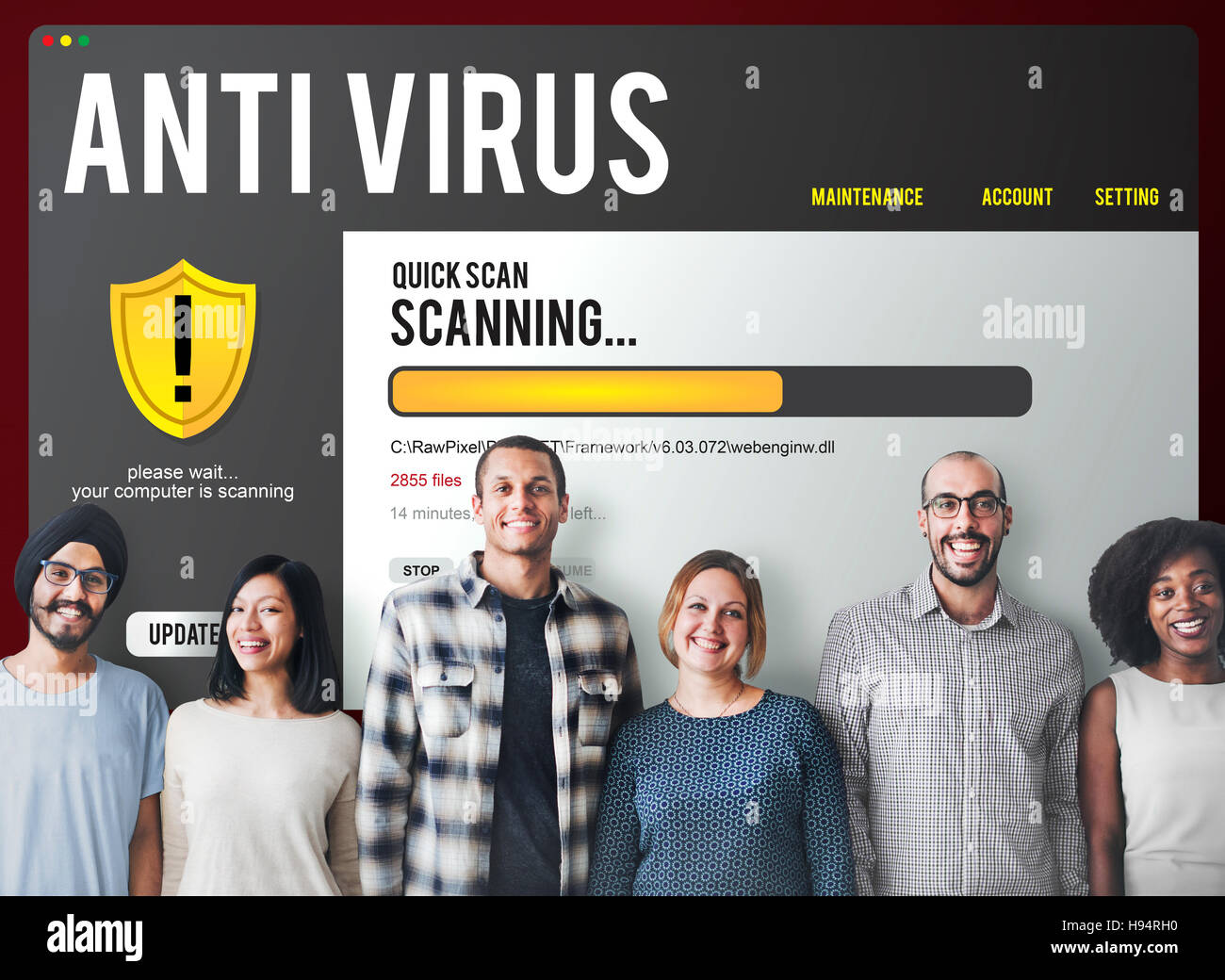 Antivirus Alert Firewall Hacker Protection Safety Concept Stock Photo ...