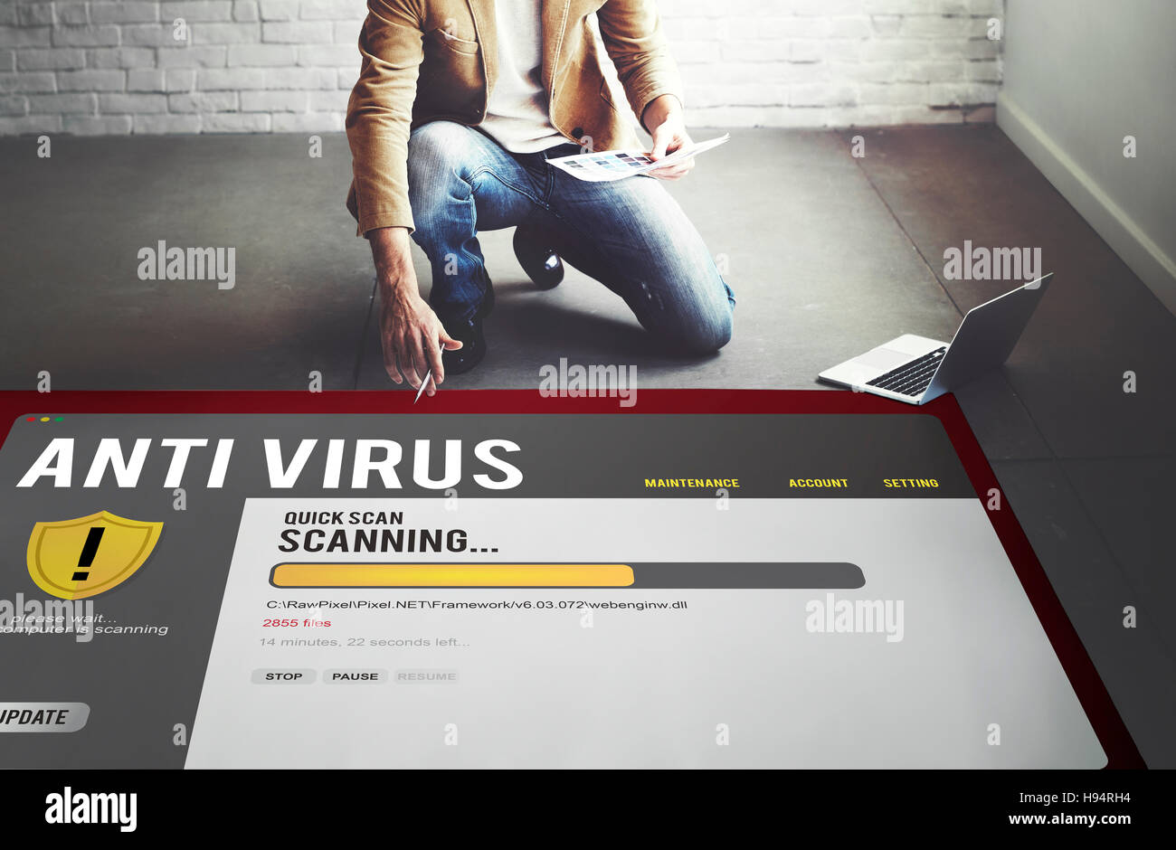 Antivirus Alert Firewall Hacker Protection Safety Concept Stock Photo ...