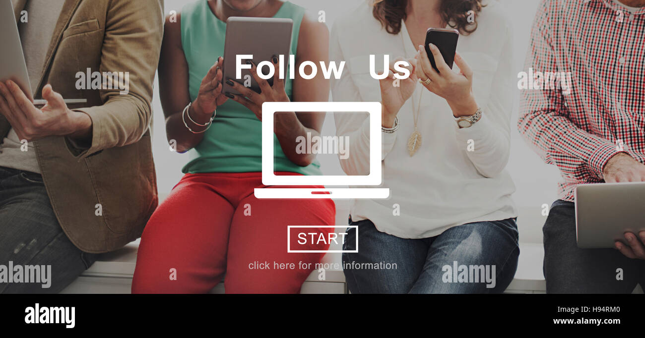 Follow Us Online Website Social Media Technology Concept Stock Photo ...