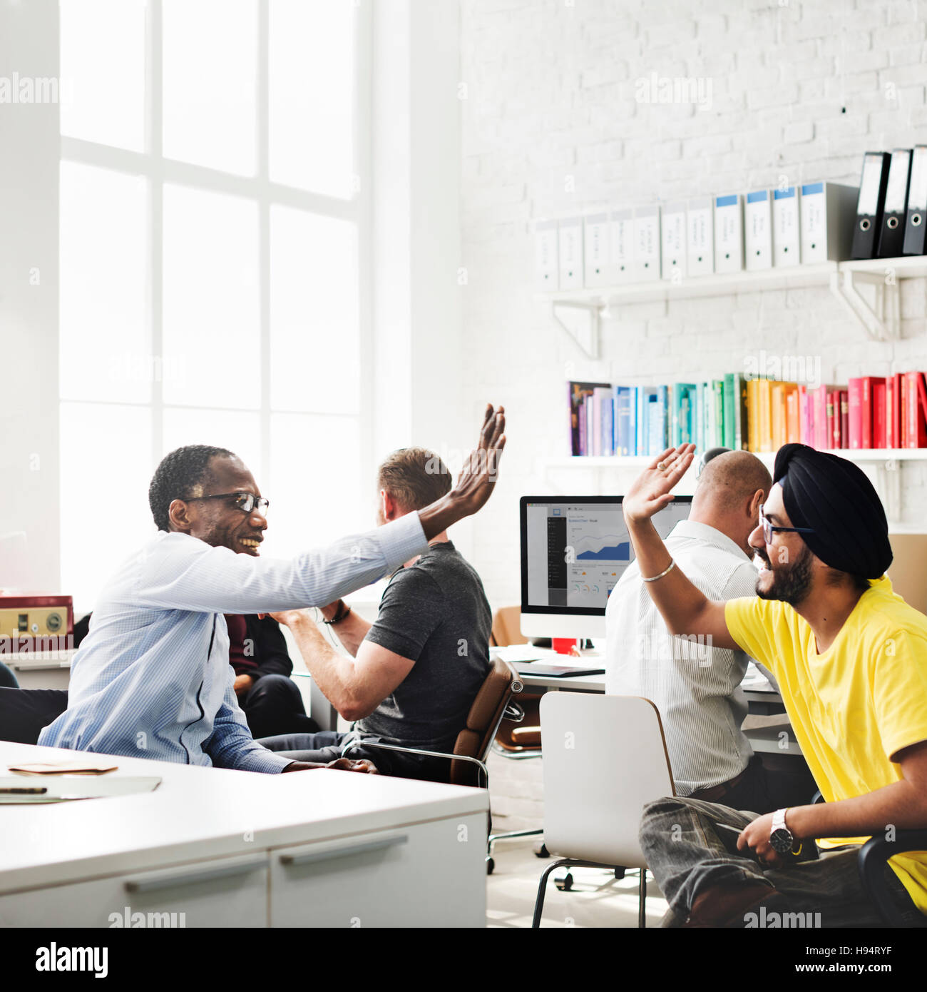 Business People Meeting Celebration Success High Five Concept Stock ...