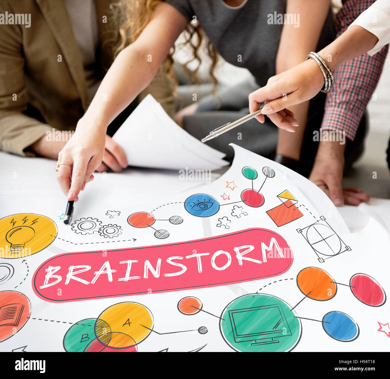 Brainstorm Ideas Creativity Process Diagram Concept Stock Photo - Alamy