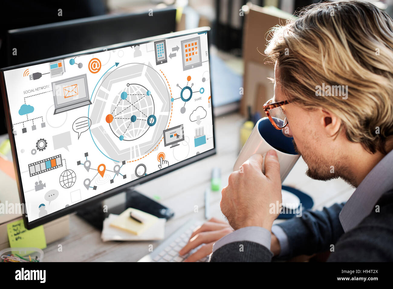 Information Technology Connection Graphics Concept Stock Photo - Alamy