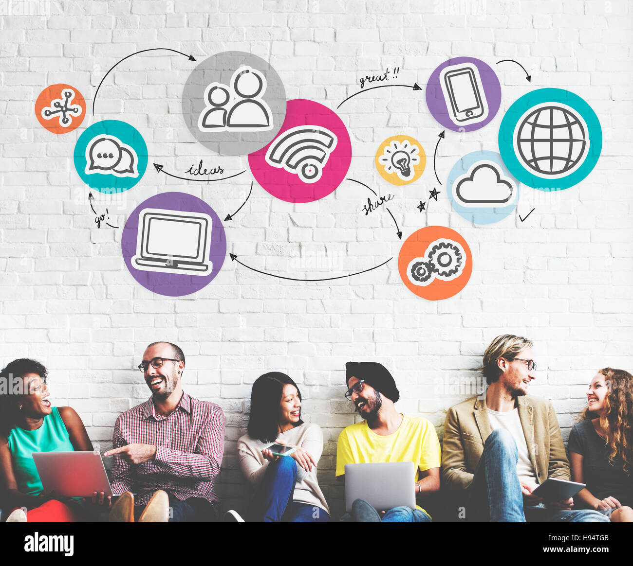 Technology Connection Digital Global Communication Icon Concept Stock ...