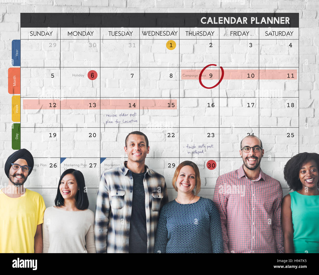 Calendar Planner Organization Management Remind Concept Stock Photo - Alamy