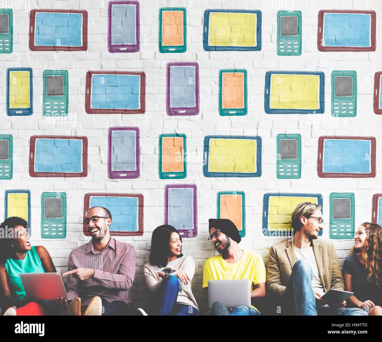 Digital devices technology graphics connection hi-res stock photography ...