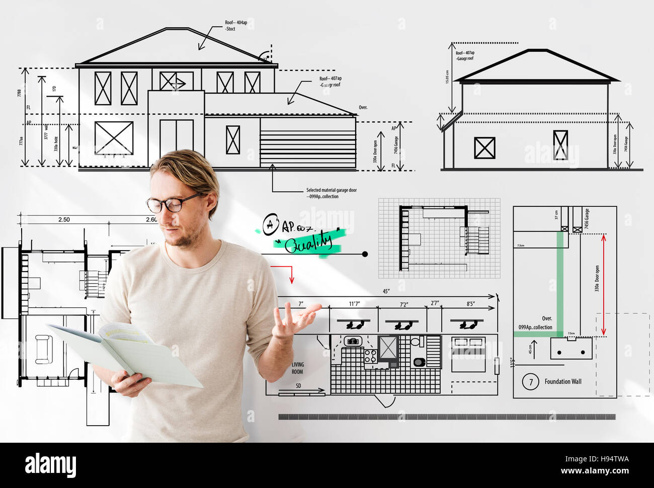 Blueprint Architect Construction Project Sketch Concept Stock Photo - Alamy