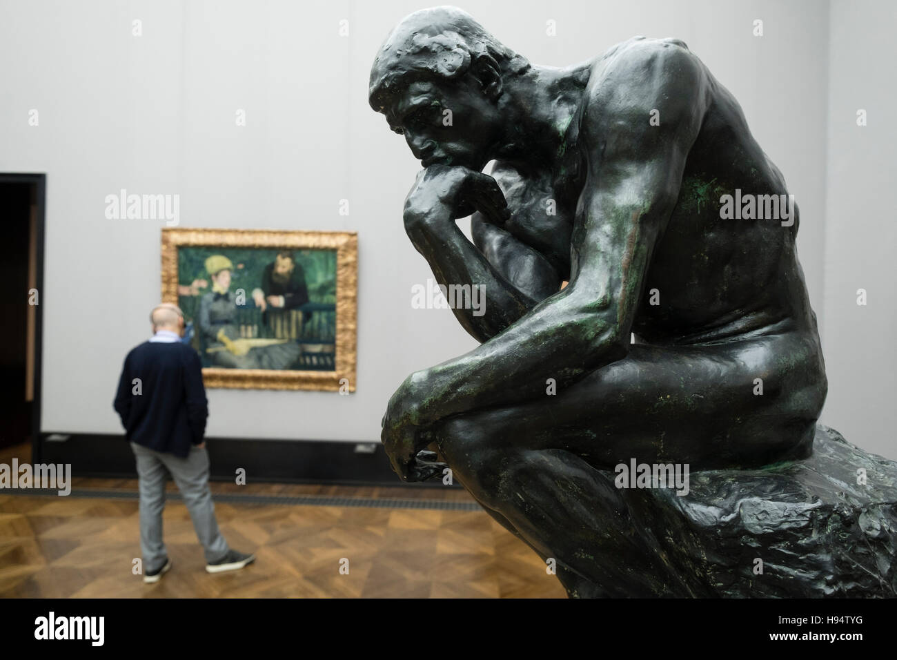 The Thinker sculpture by Rodin at the Alte Nationalgalerie on ...