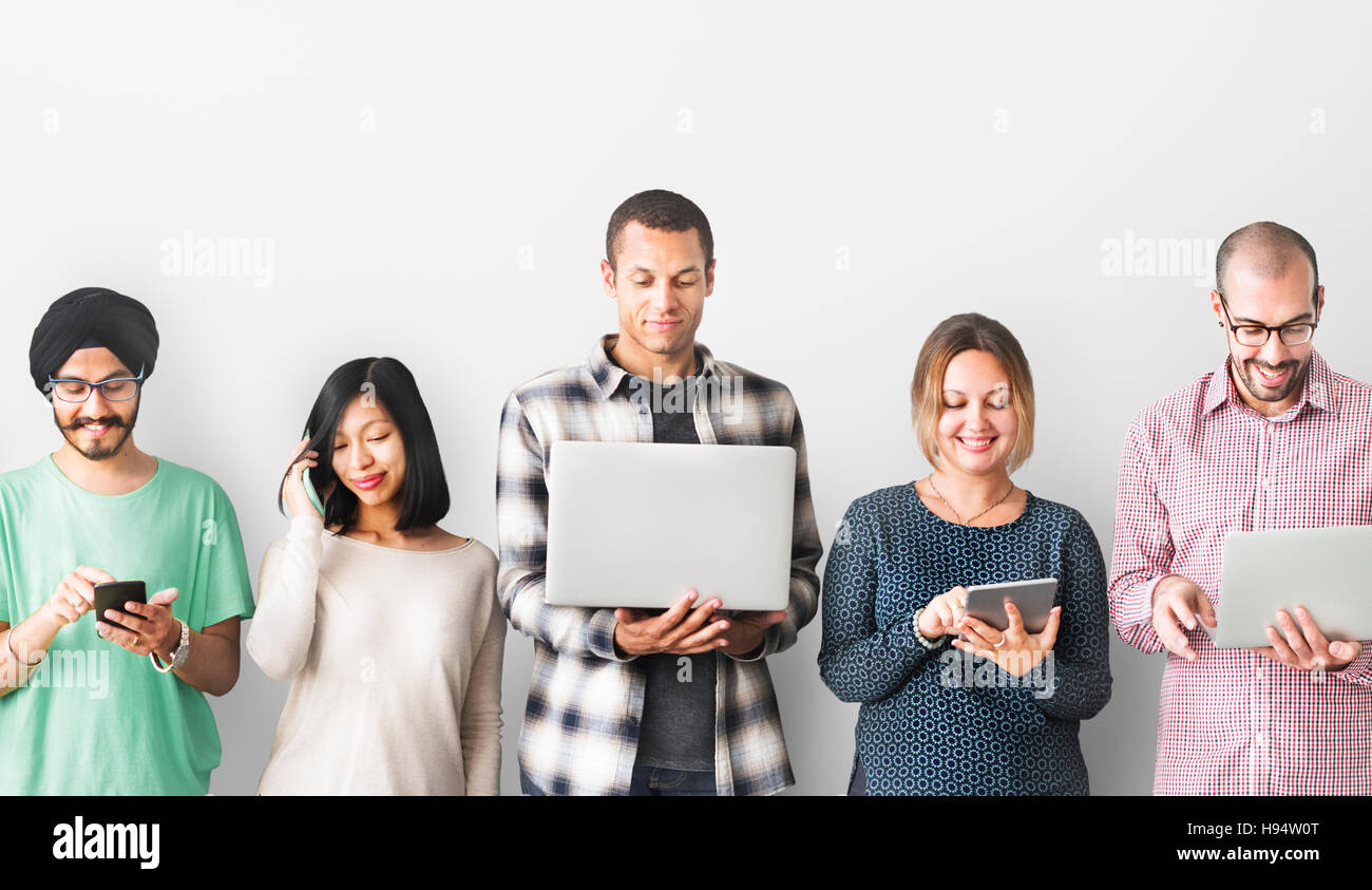Group of People Connection Digital Device Concept Stock Photo - Alamy